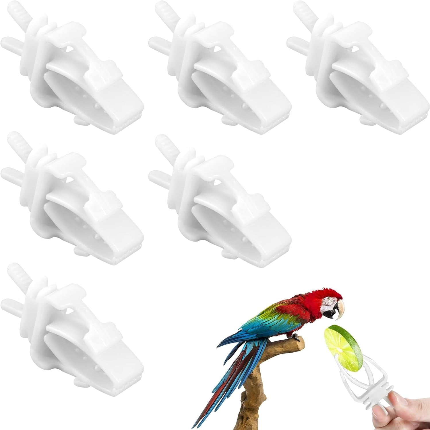 6 Pack Bird Cage Clips Bird Cage Food Holder Parrot Fruit Vegetable ...