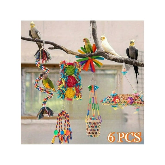 6 Pack Bird Foraging Shredder Toys, Colorful Parrot Chewing Toys with ...