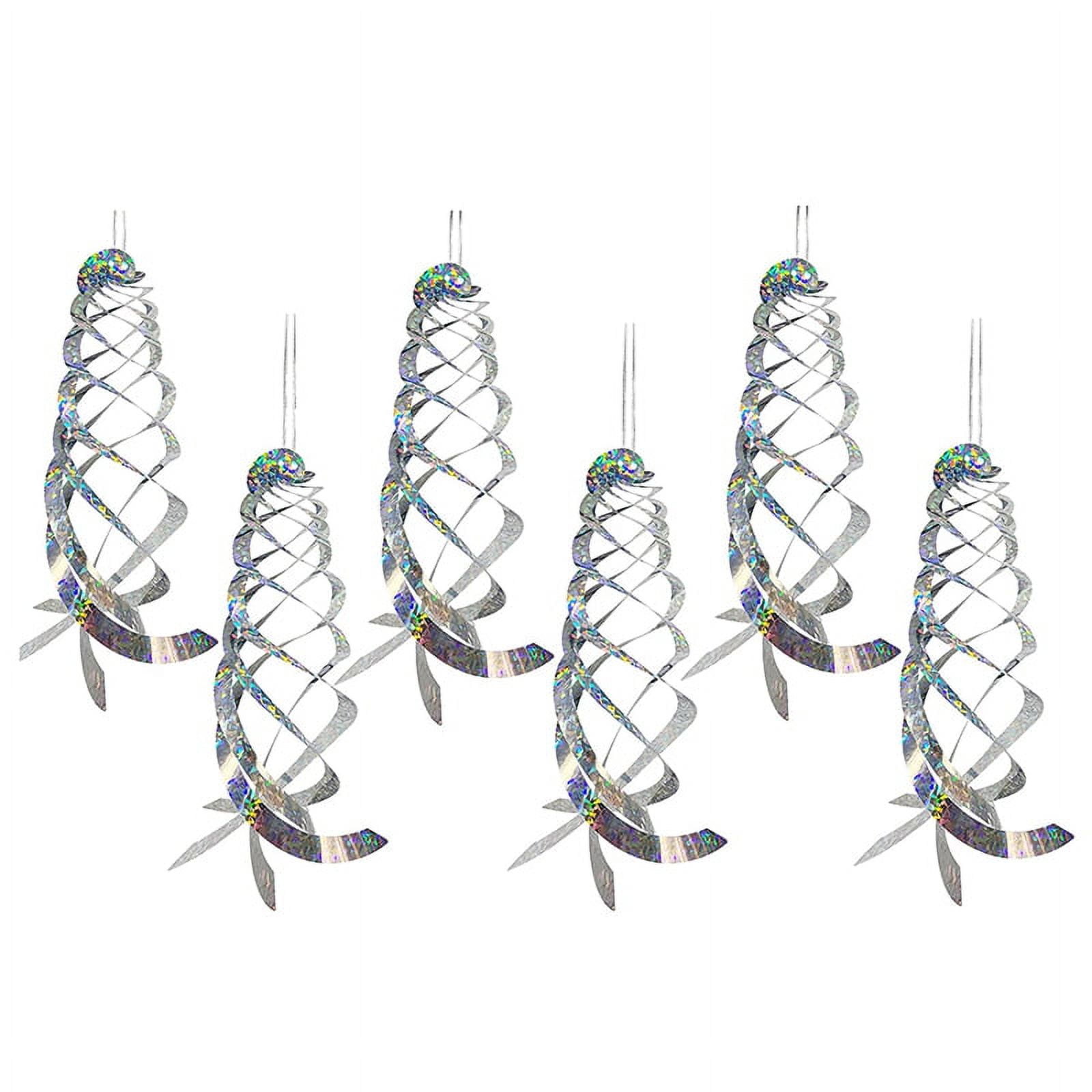 6 Pack Bird Repellent Spiral Reflectors Silver Mylar Spinner, Hanging ...