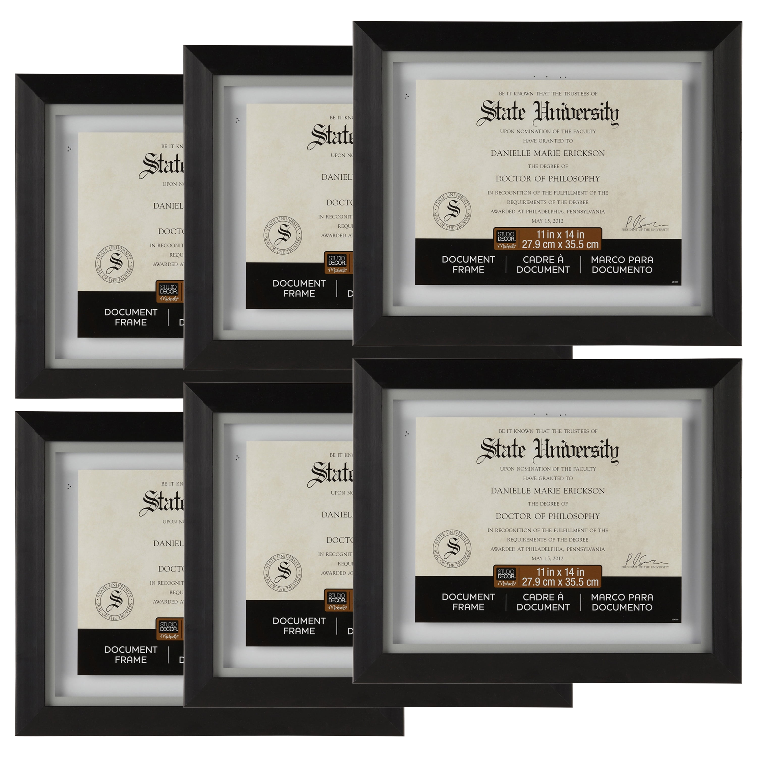 Studio Décor® 6 Pack Black 11" x 14" Picture Document Float Frame, Bulk ...