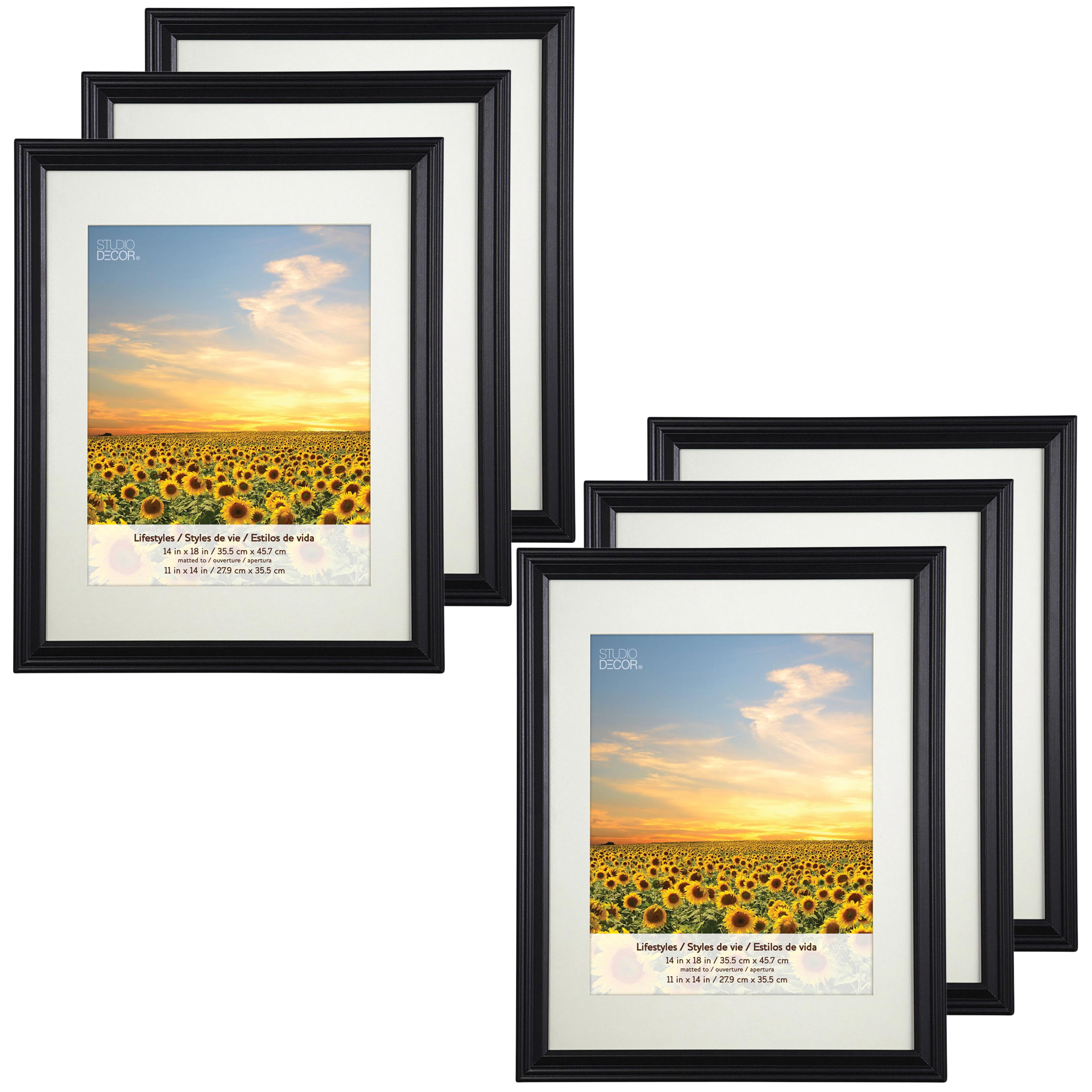 6 Pack: Black 11" x 14" Frame With Mat - Lifestyles™ By Studio Décor ...