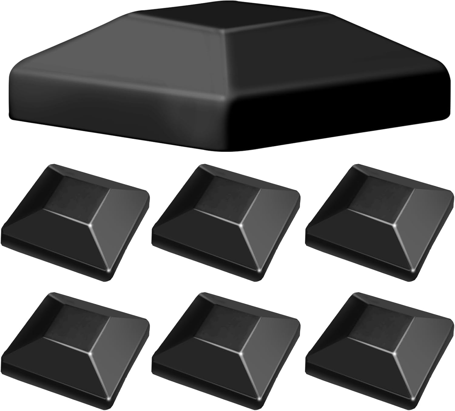 (6-Pack, Black) 4"x4" (3 5/8") Plastic Wooden Fence Post Caps, Wood ...