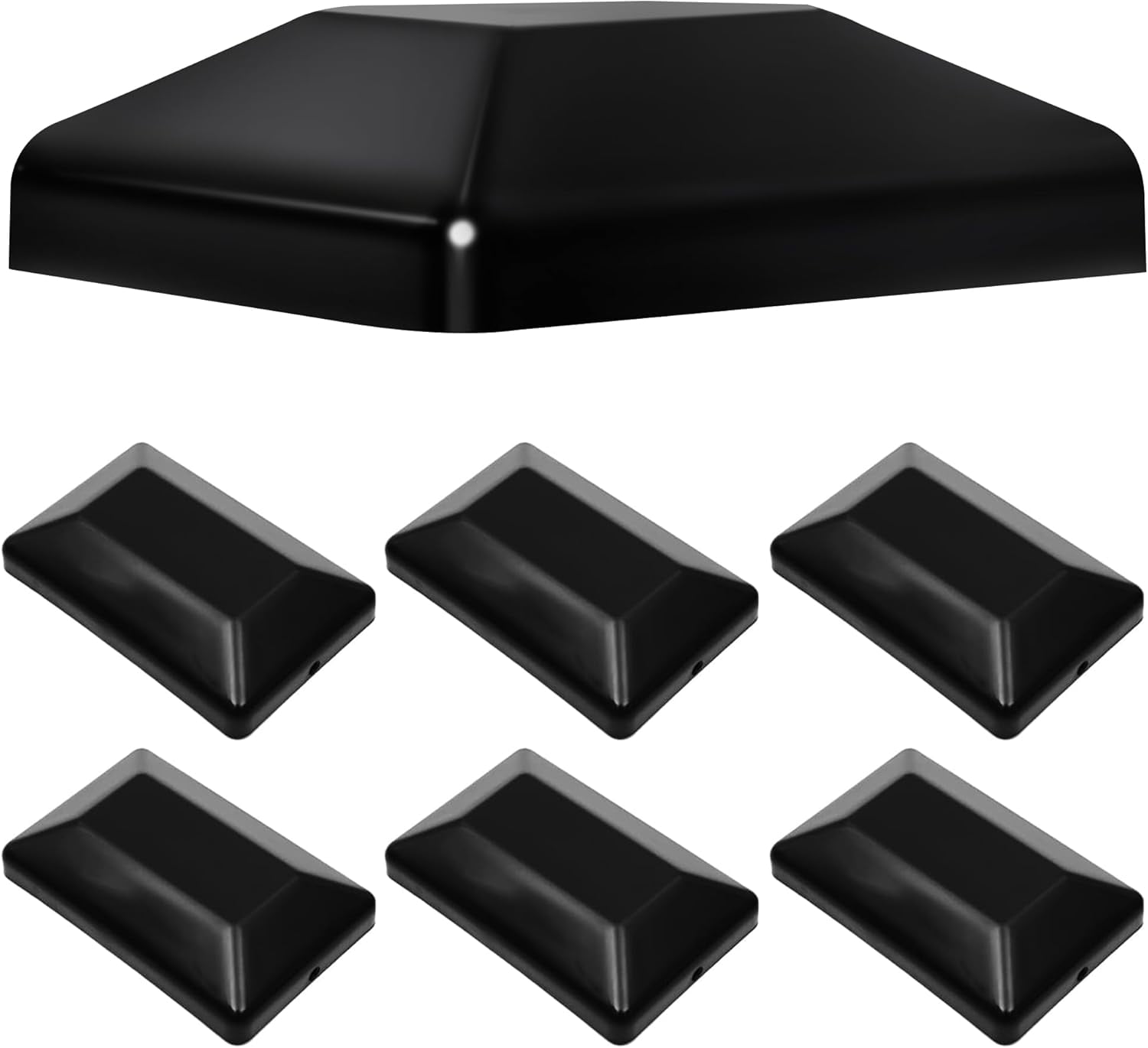 (6-Pack, Black) 4x6 (3 5/8"x 5 5/8") Wood Fence Post Caps, Wooden Fence ...