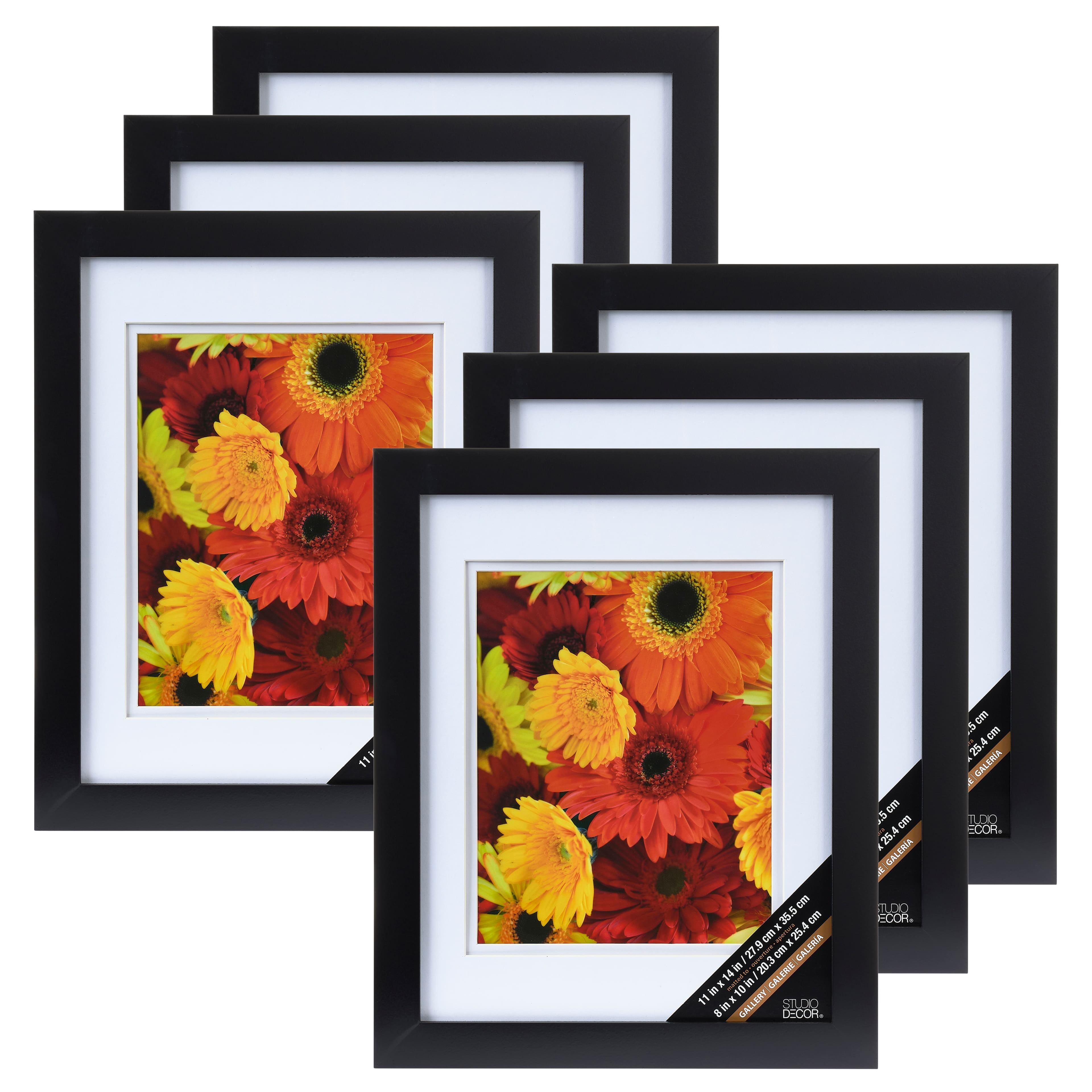 "Studio Decor 8"" x 10"" Black Gallery Picture Frame Set with Double ...