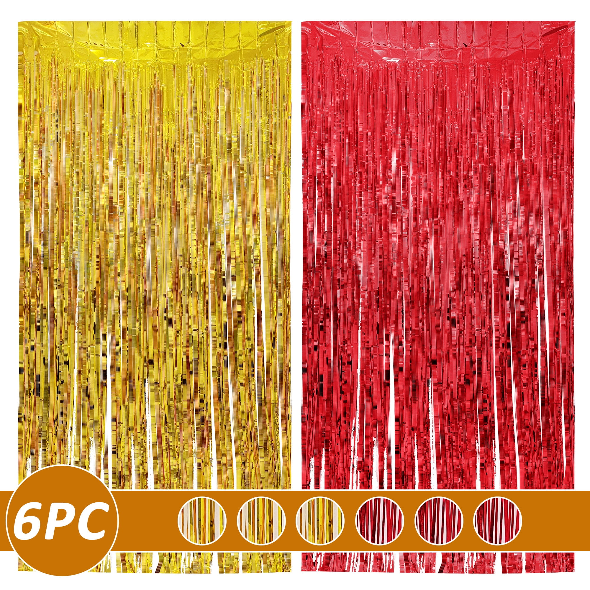 6 Pcs Tinsel Foil Fringe Curtains Backdrop, Sparkle Metallic Foil ...
