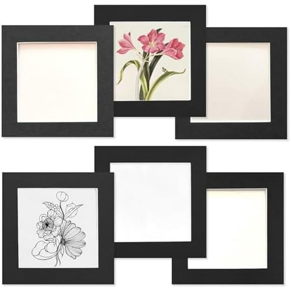 6-Pack Black Cardboard Photo Frames, 15x15cm with Acrylic Adhesive for ...
