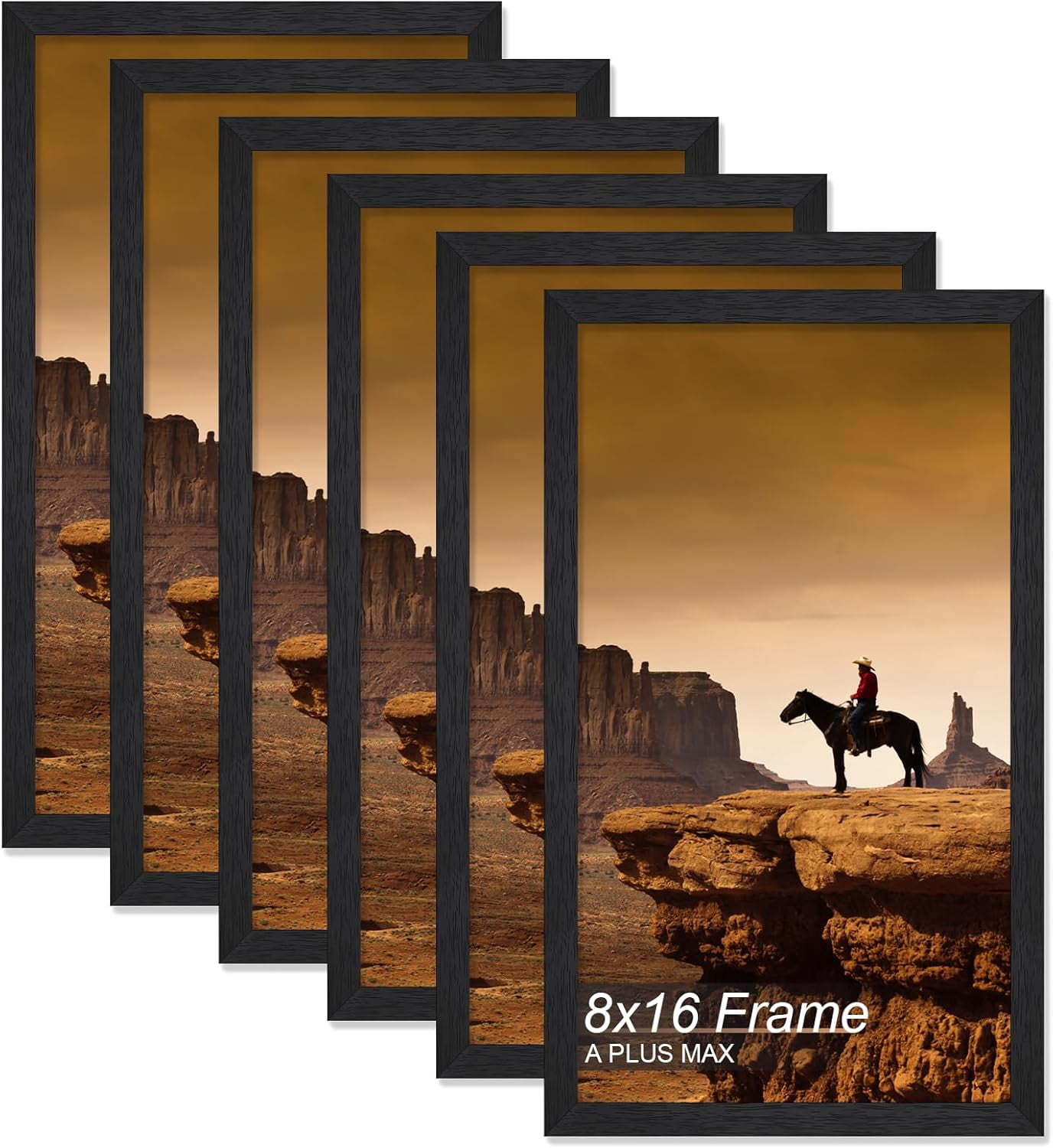 6-Pack Black Engineered Wood Picture Frame for 8 X 16 Inch Photos ...