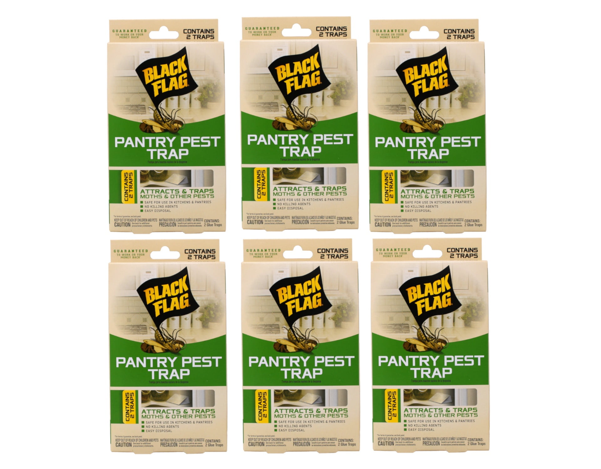 Black Flag 6 Pack Sticky Pantry Pest Trap for Moths & Other Pests, Glue ...