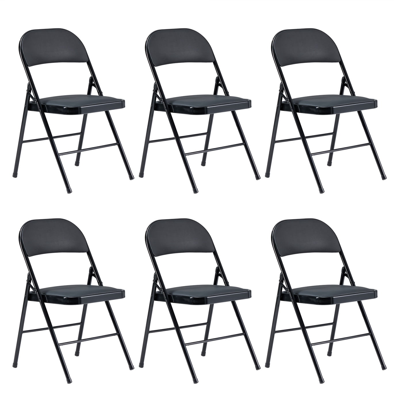 6 Pack Black Folding Chairs with Padded Seats for Outdoor & Indoor ...