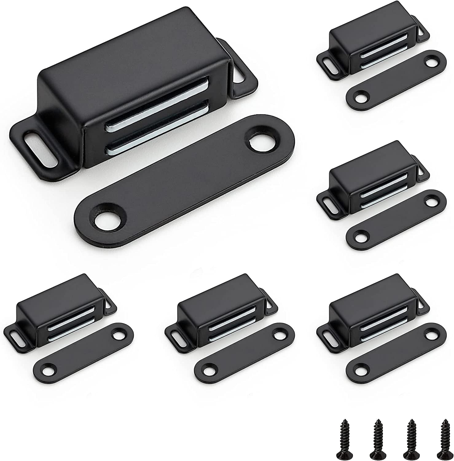 6 Pack Black Magnetic Door Catch, Brushed Satin Nickel Cabinet Magnets ...