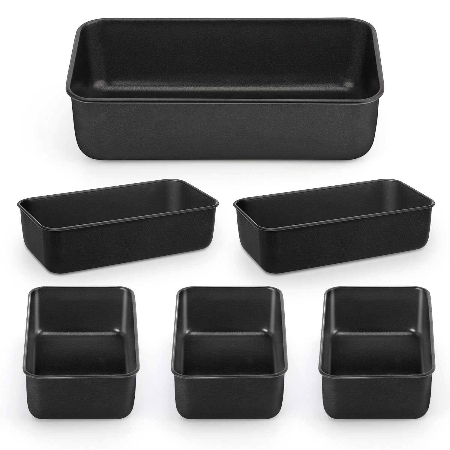 6 Pack Black Medium Nonstick Stainless Steel Loaf Bread Baking Pan ...