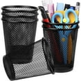 LT Store: 6-Pack Black Mesh Pen Holder - Desk Organizer for Office ...