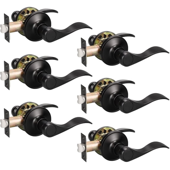 6 Pack Black Passage Door Levers Door Handle Sets Hallway Closet Door ...