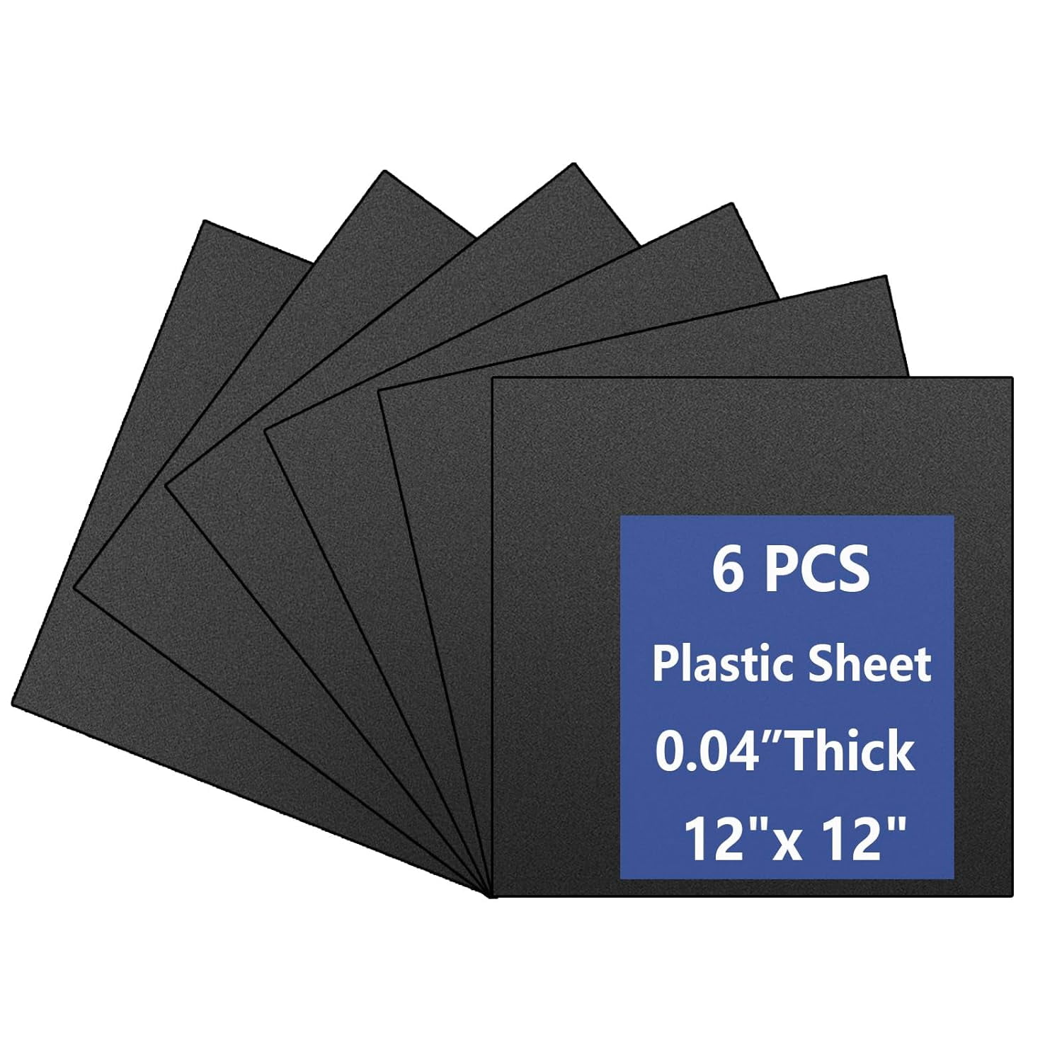 6 Pack Black Plastic Sheet 12 x 12 x 0.04 in Flexible High Tensile ...