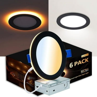 VOLISUN 12 Pack 6 Inch Black Recessed Light Night Light, Canless LED Recessed Lighting 6 inch ...