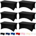 6 Pack Black Rectangle 8ft Stretch Spandex Fitted Tablecloth Covers for ...