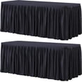 6 Pack Black Rectangle Table Clothes for 8 Foot Tables Polyester Fitted ...