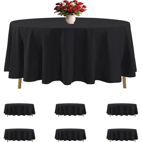 6 Pack Black Round Tablecloths 108 Inches Table Cloth Stain and Wrinkle ...