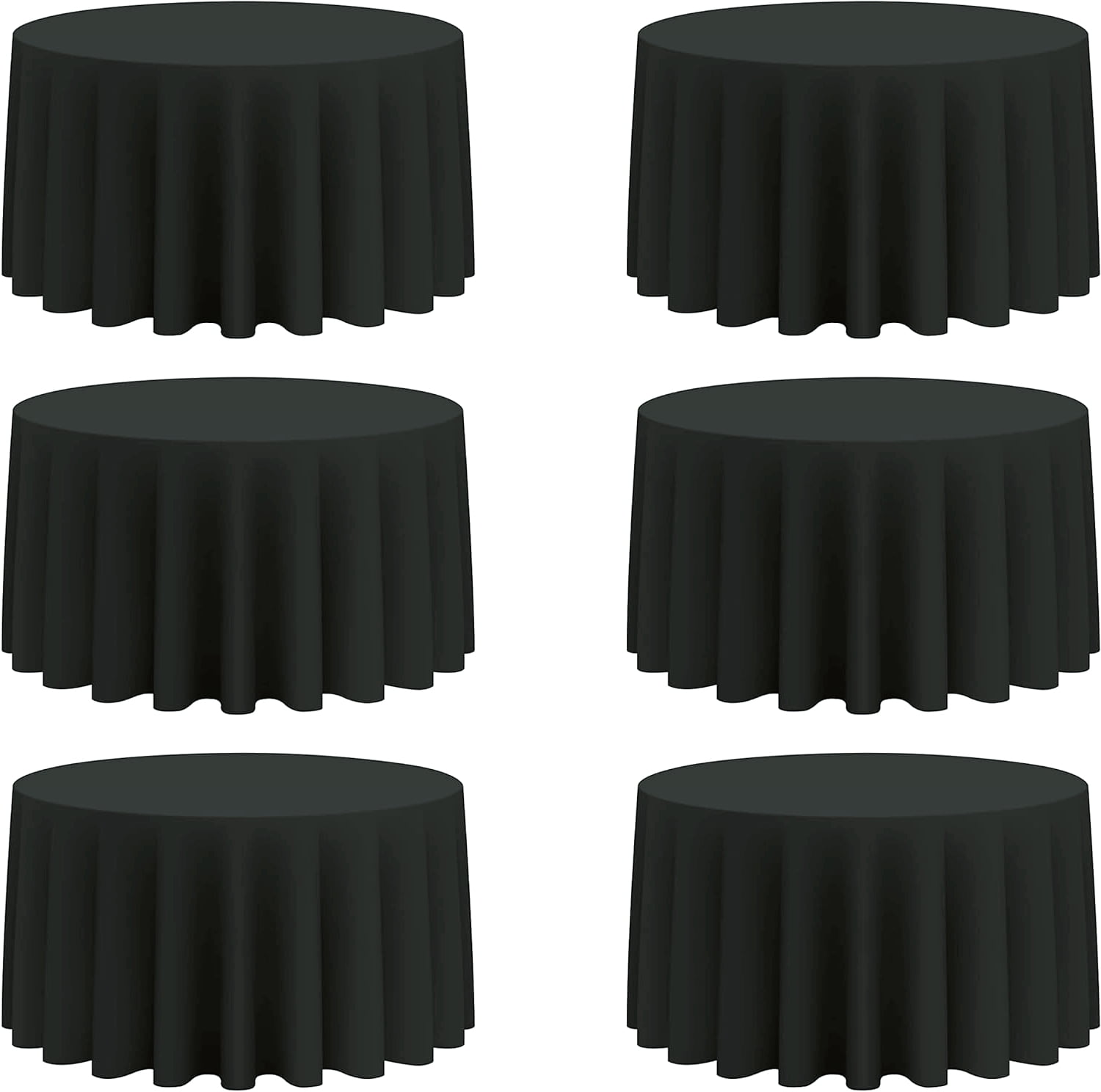 6 Pack Black Round Tablecloths 120 Inch for Elegant Wedding Decor ...