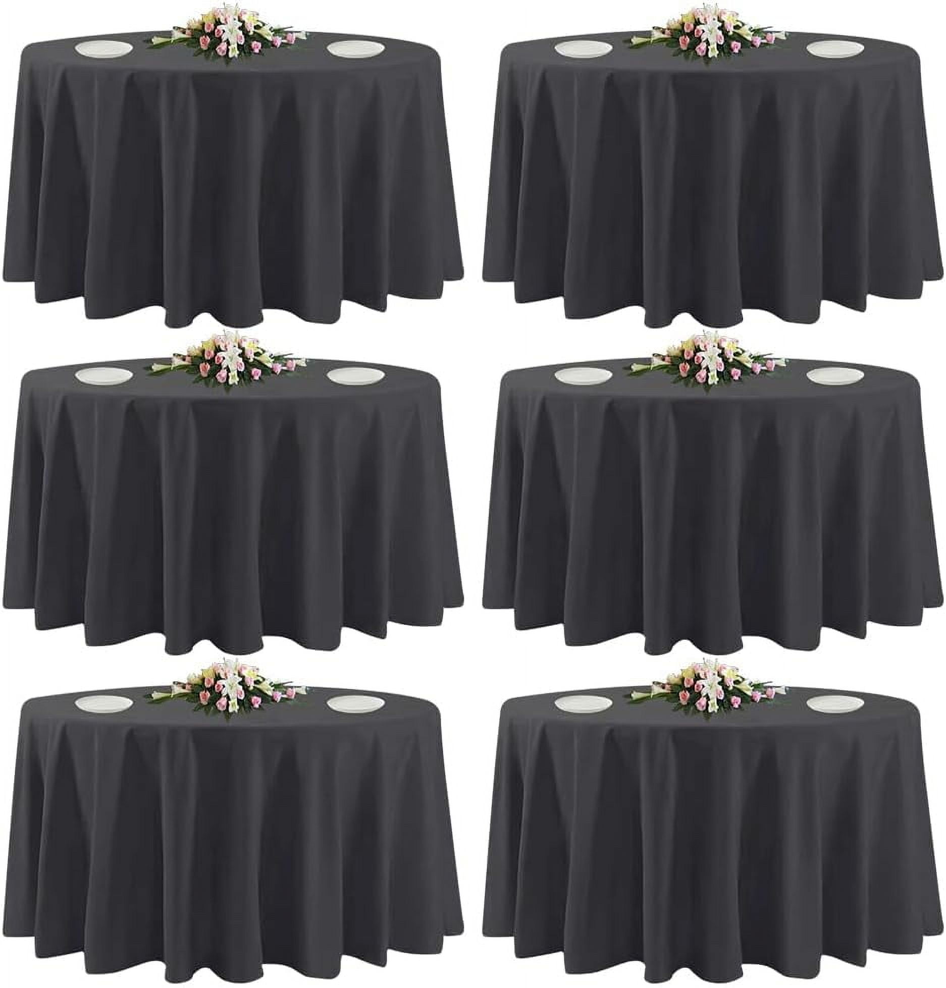 6 Pack Black Round Tablecloths, 90 Inch Stain Resistant and Wrinkle ...