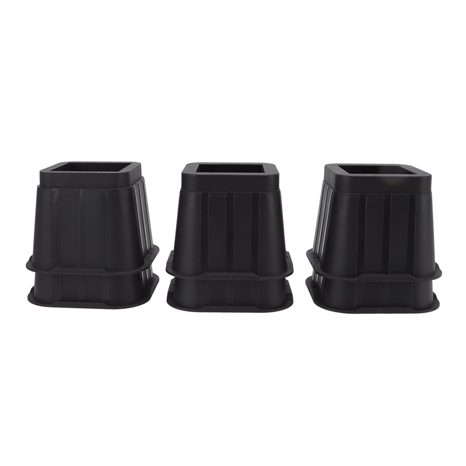 6-Pack Black Rubber Furniture Risers - 4 Inch Square Lifters for Sofas ...