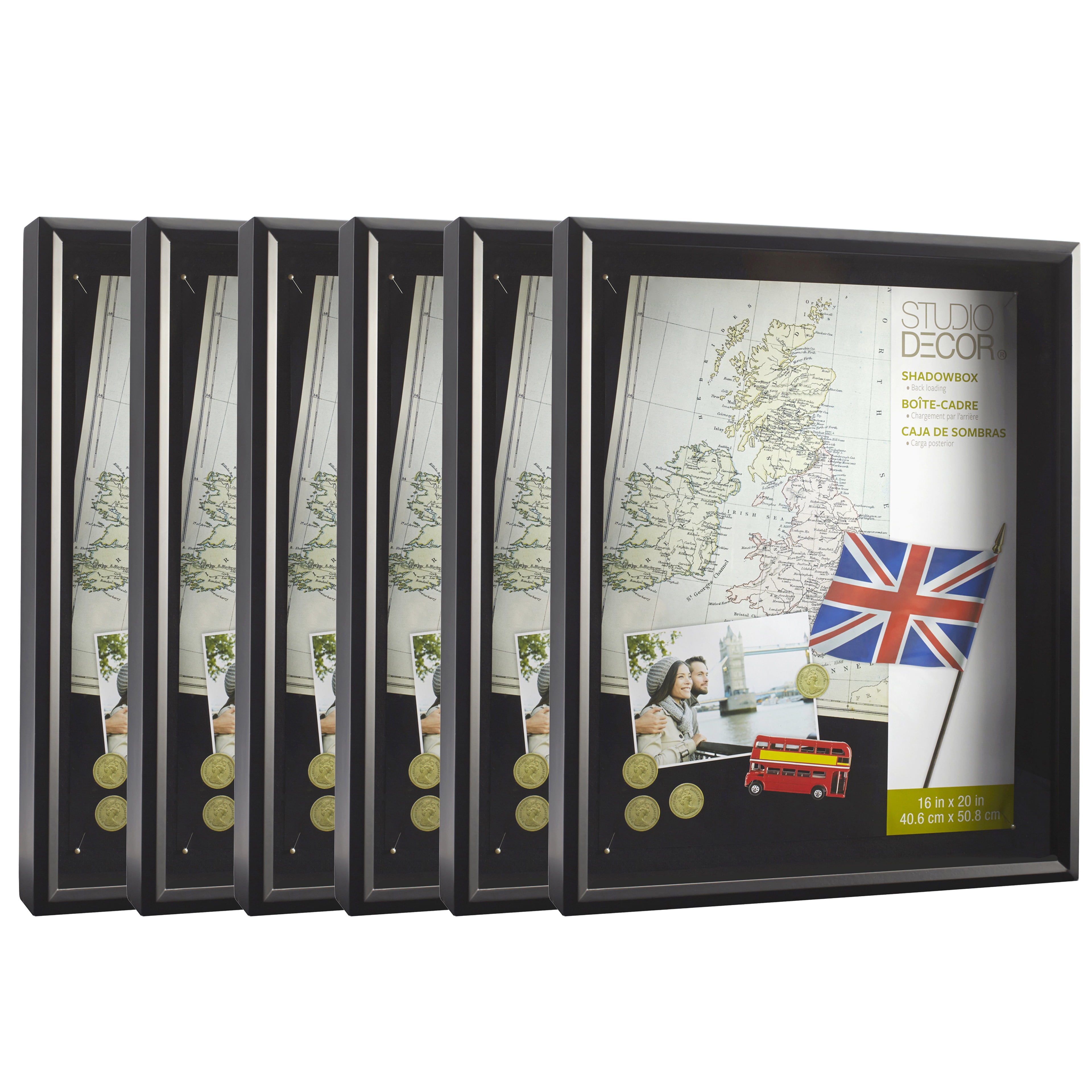 Studio Décor 6 Pack: Black Shadow Box, Top Loading Frames, Display Case ...