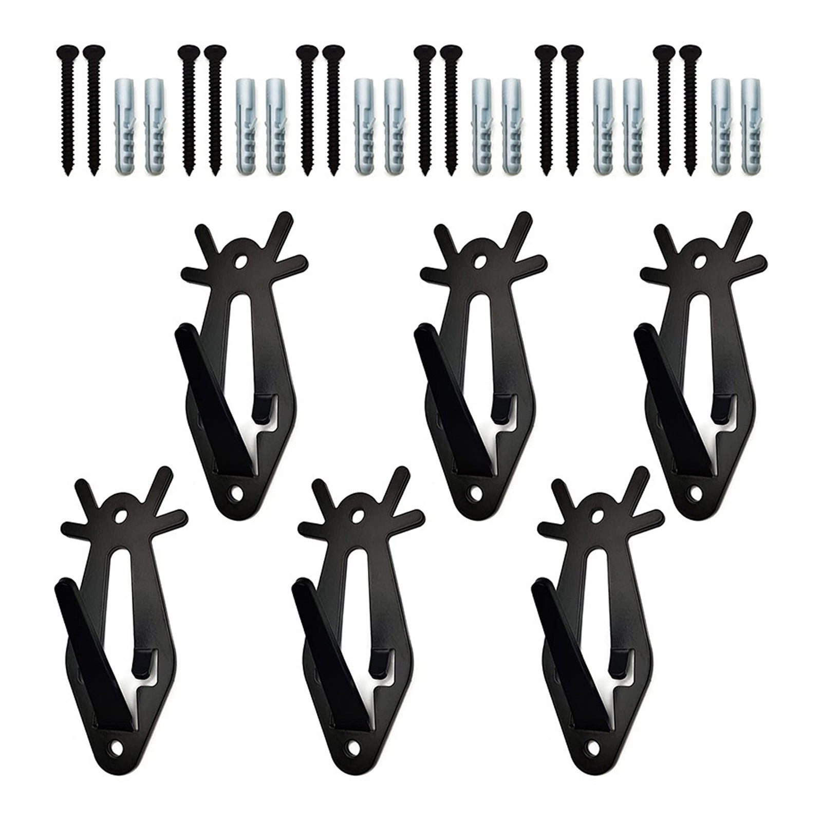 6 Pack Black Steel Deer Skull Hooks for Trophy Mounting Heavy Duty 40lb ...