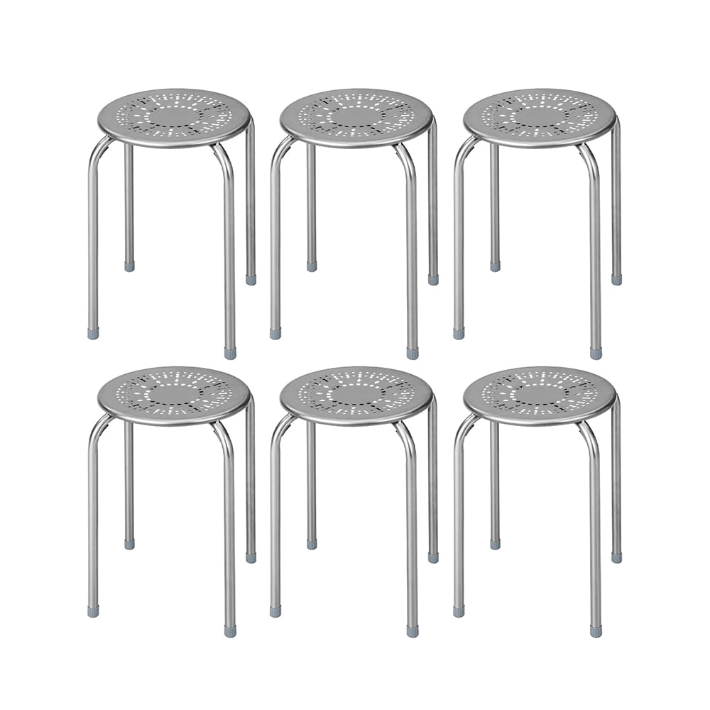 6-Pack Black Steel Stack Stools, 17.5-Inch Portable Backless Classroom ...