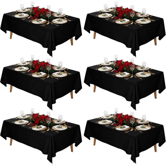 6 Pack Black Table Cloth for Rectangle Table, 70 x 120 Inch Polyester ...