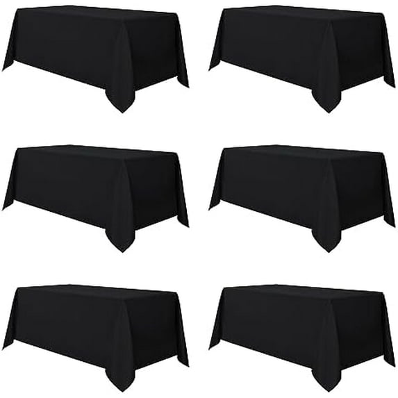6 Pack Black Tablecloth 90 x 156 Inch - Rectangle Table Cloth for 8 ...