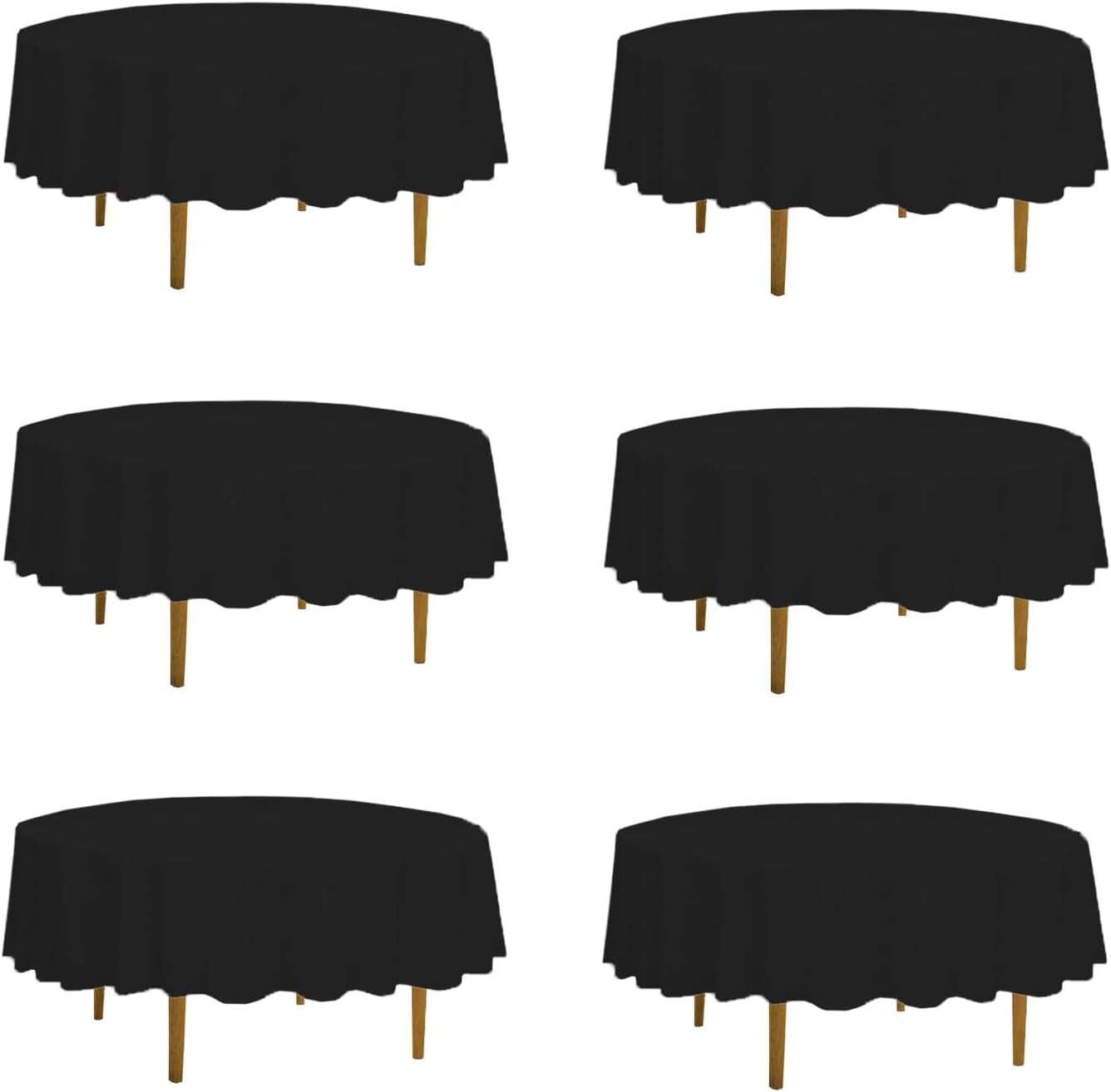 6 Pack Black Tablecloths for 108 Inches Round Table, Reusable and ...