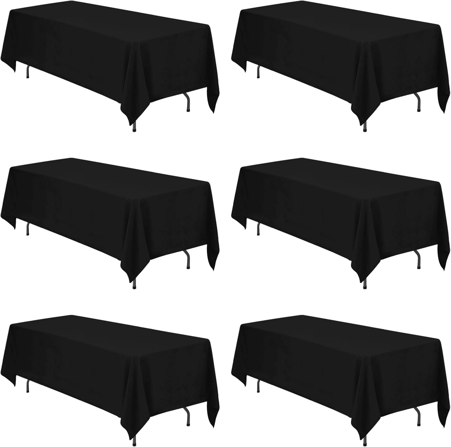 6 Pack Black Tablecloths 70 x 120 Inch for 6ft & 8ft Rectangle Tables ...