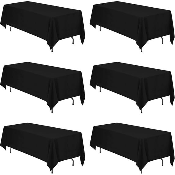 6 Pack Black Tablecloths 70 x 120 Inch for 6ft & 8ft Rectangle Tables ...