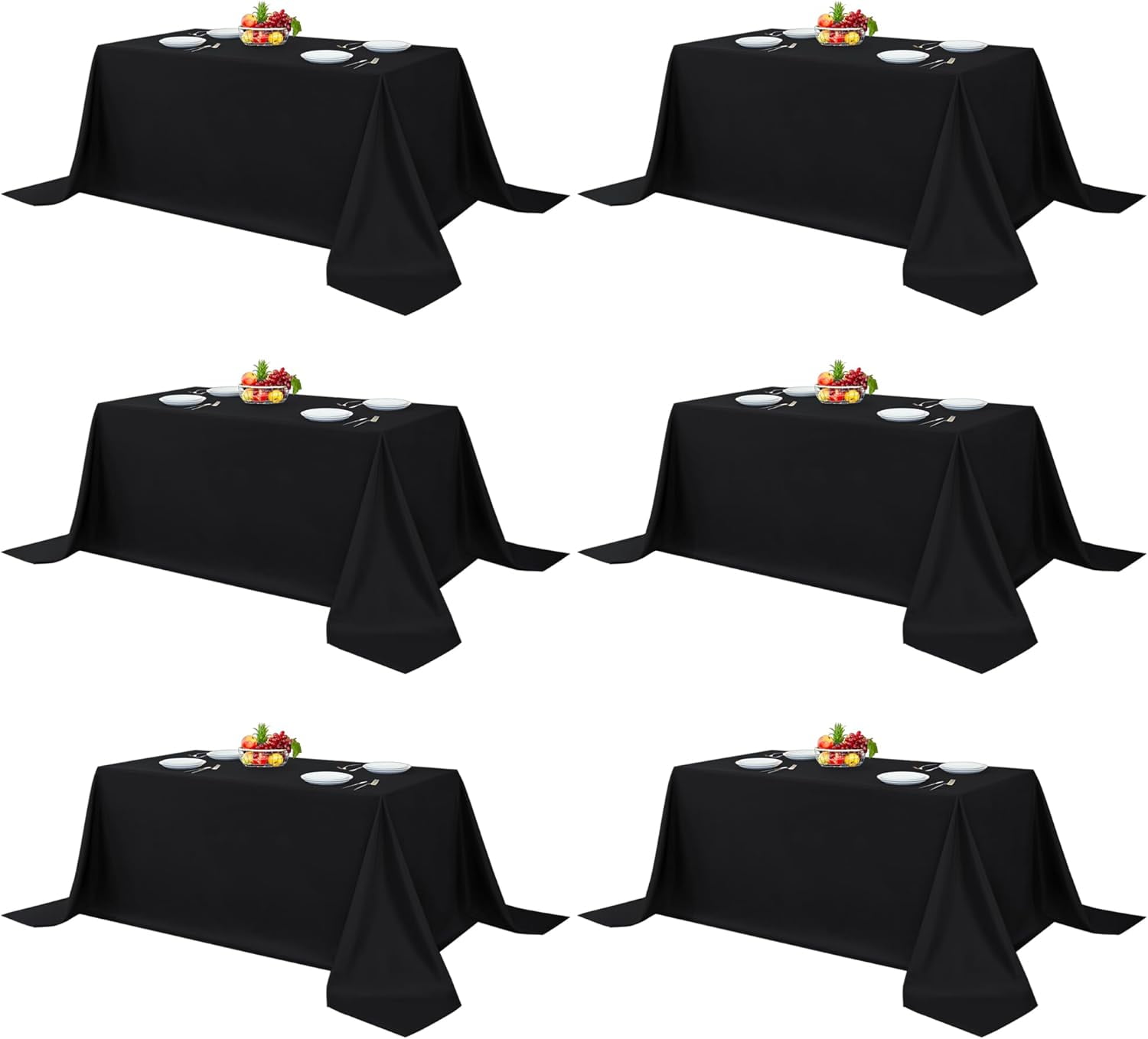 6 Pack Black Tablecloths for Rectangle Tables - 90 X 132 Inch ...