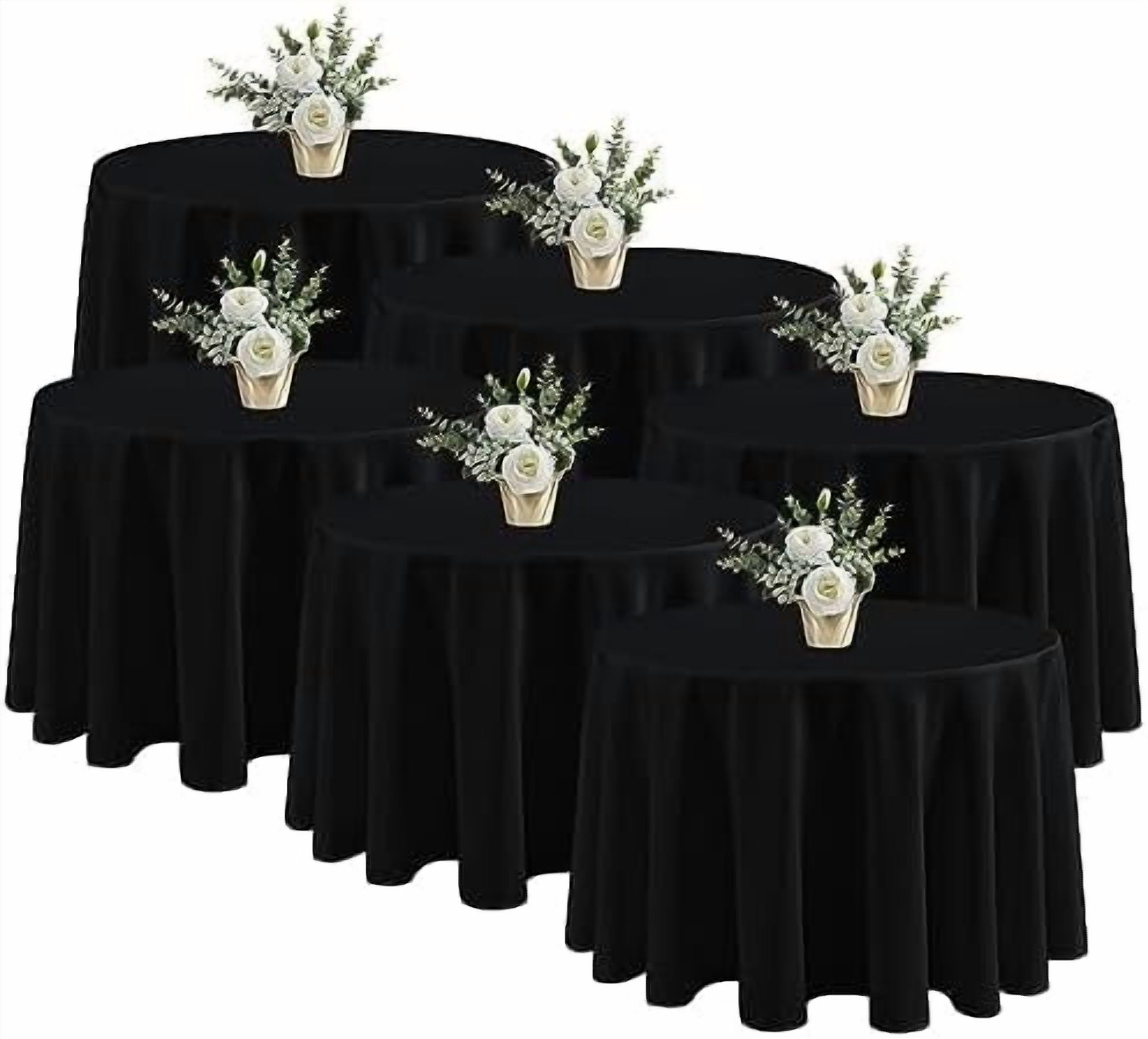 6 Pack Black Tablecloths for Round Tables - 108 Inches in Diameter ...
