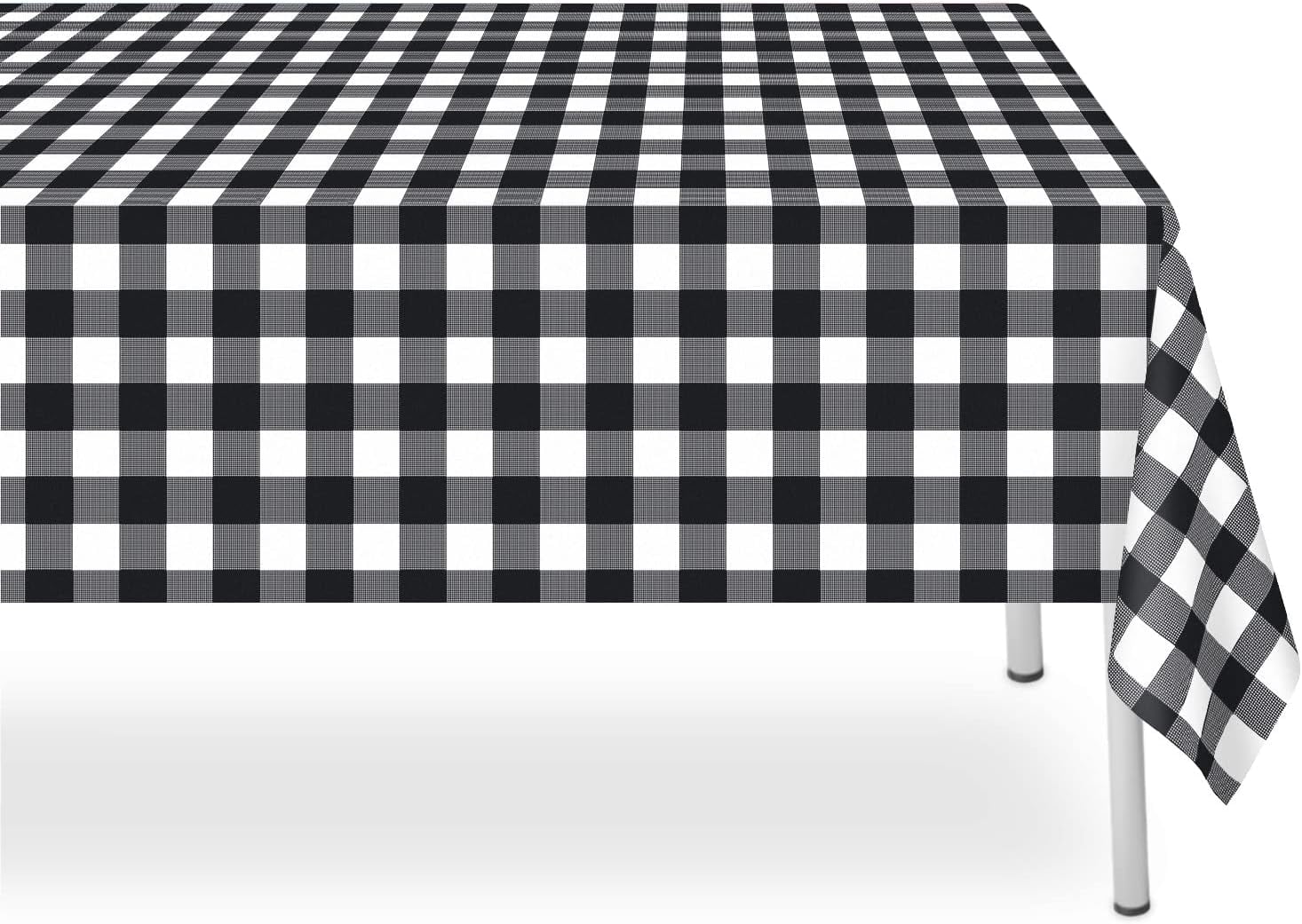 6 Pack Black and White Checkered Tablecloth, Black Plastic Table Cloths ...