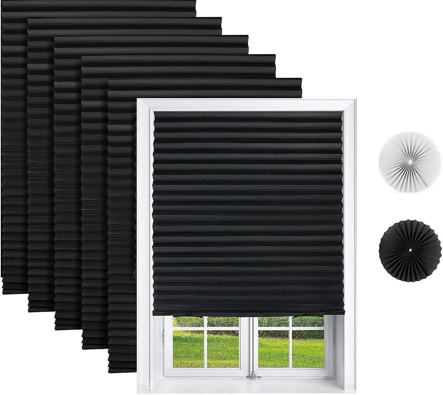 6-Pack Blackout Pleated Paper Shades for Windows - Temporary and ...