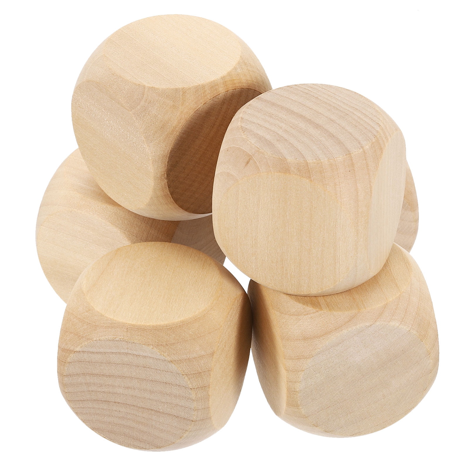 6 Pack Blank Wooden Dice, 50mm/1.97inch Unfinished Wooden Cube Rounded ...