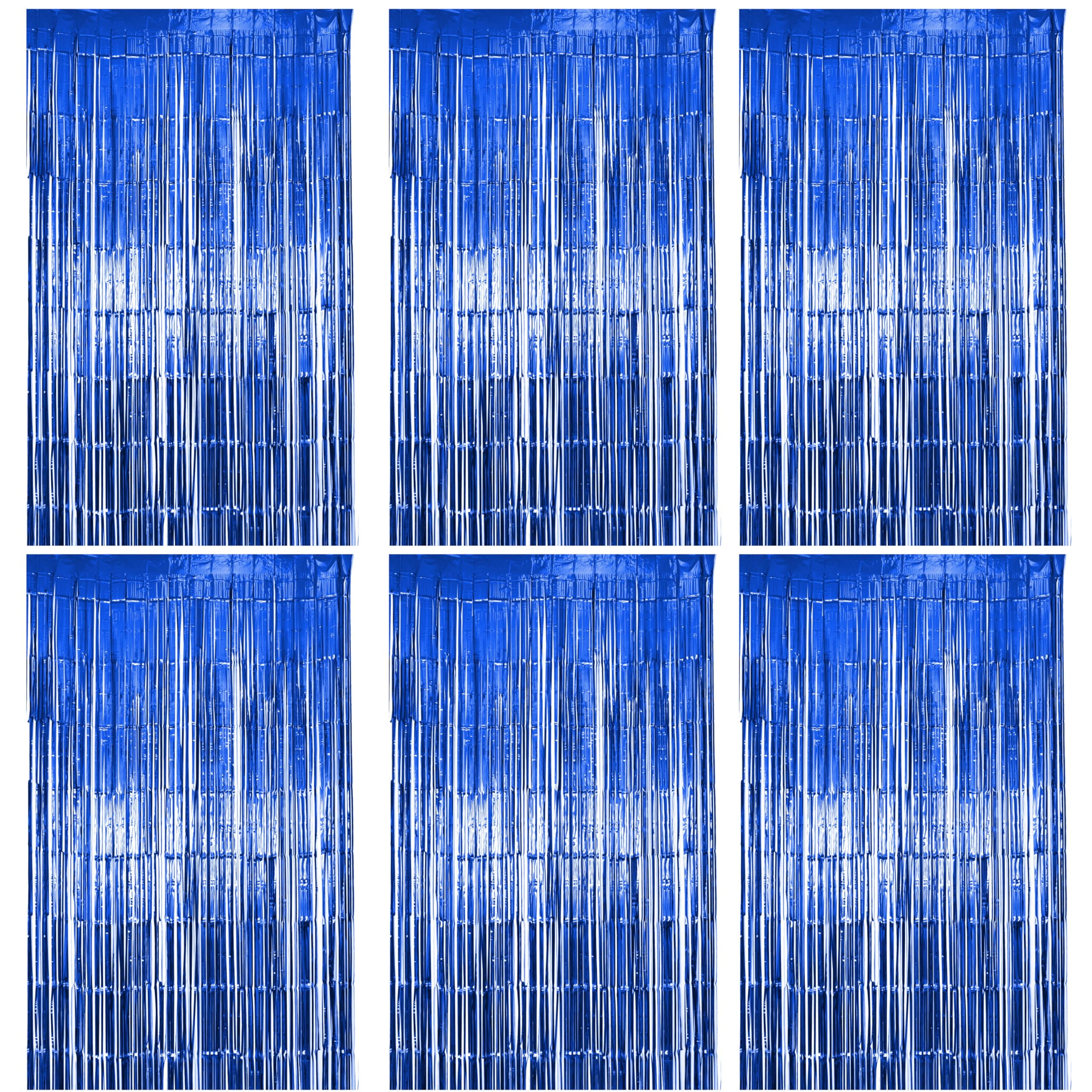 6 Pack Blue Fringe Backdrop Curtains, Blue Streamers Party Backdrop ...