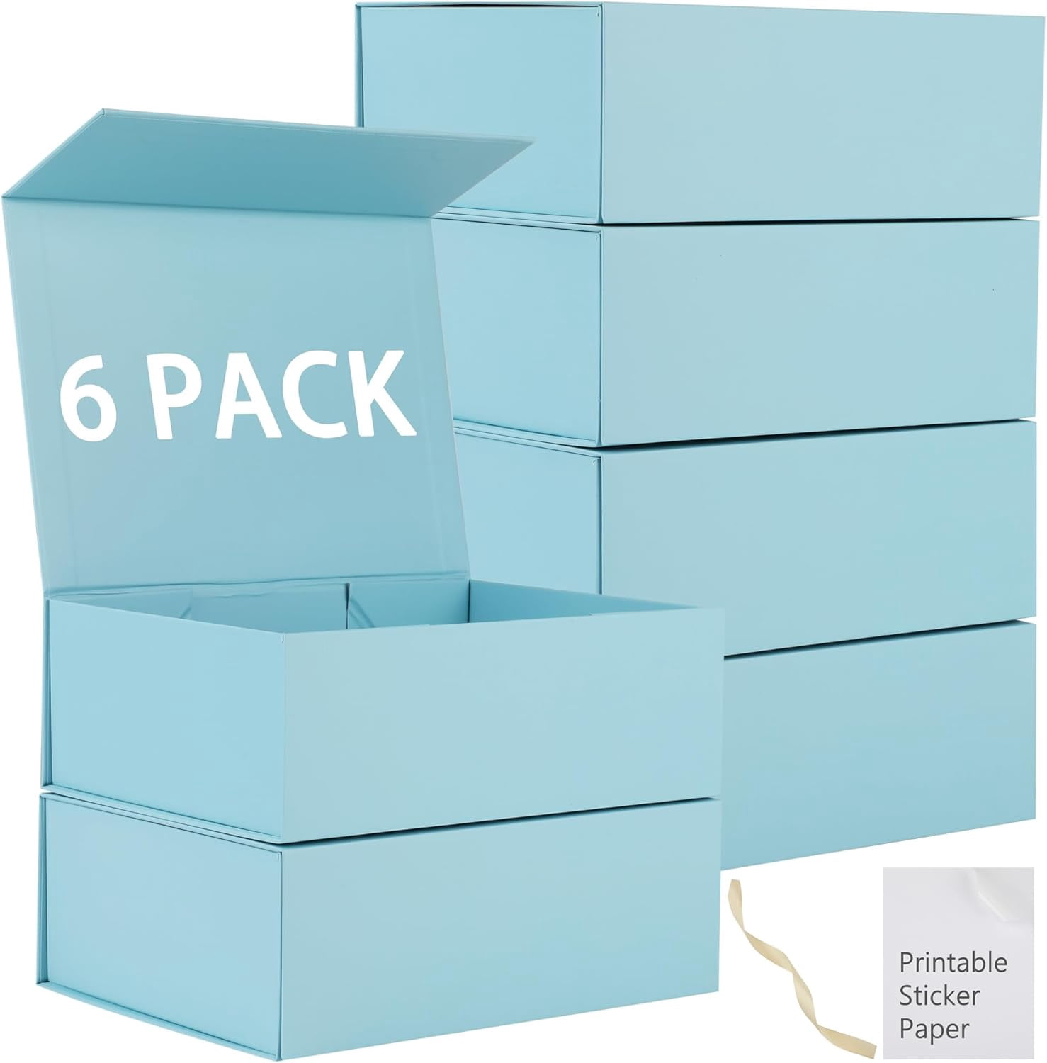 6 Pack Blue Gift Boxes With Lids,12x8x4.5 Inch Bridesmaid Proposal Box ...