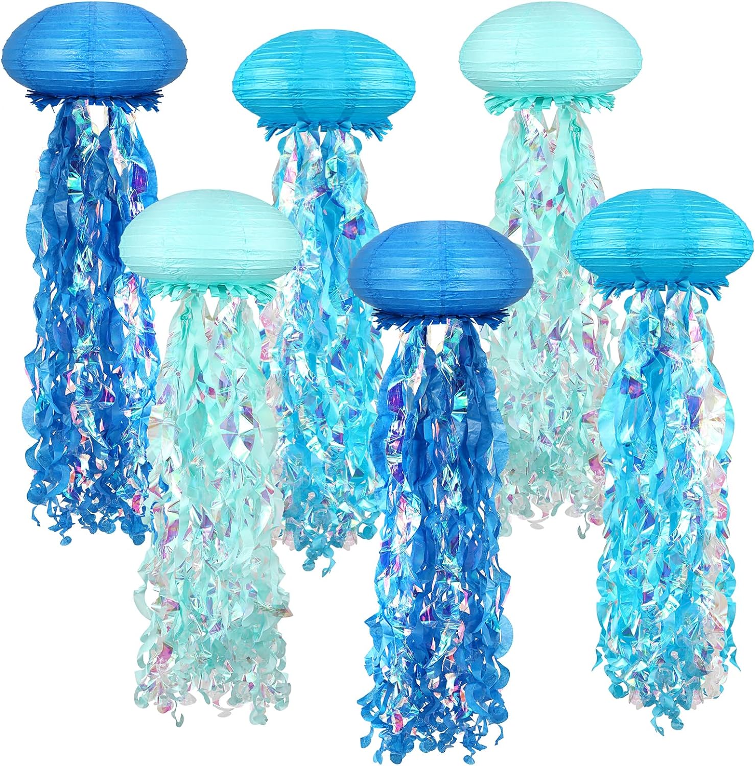 WEVEN Blue Party Hanging Swirl Decorations Plastic Streamer for Ceiling ...