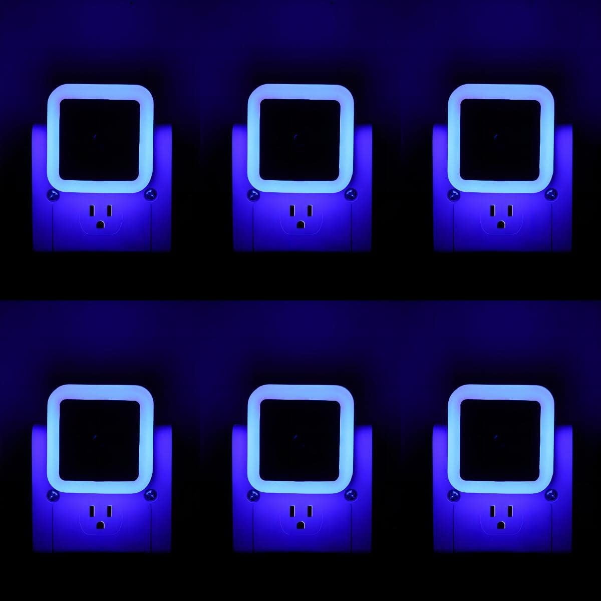 6 Pack Blue LED Night Light Plug in, Dusk to Dawn Sensor Automatic On ...