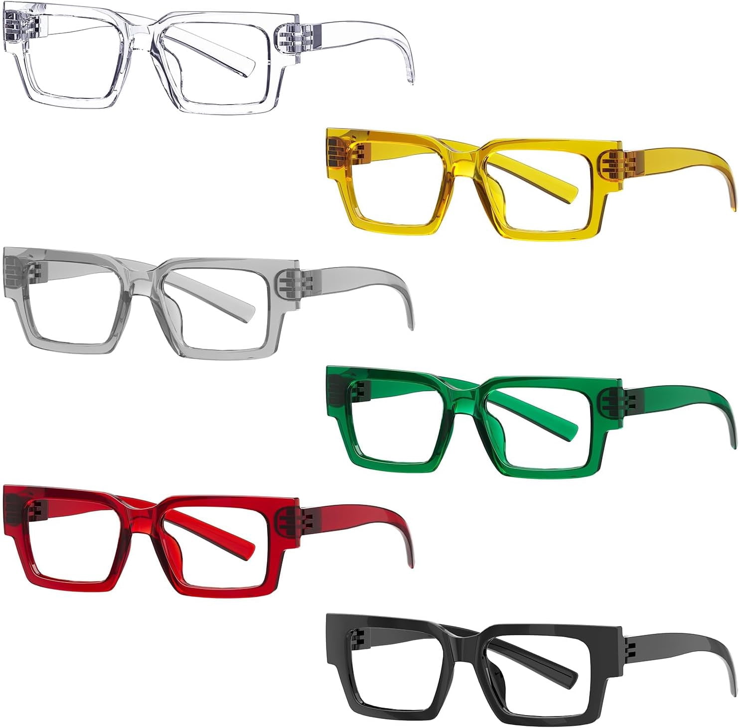 6 Pack Blue Light Blocking Reading Glasses Metalless Screwless Spring ...