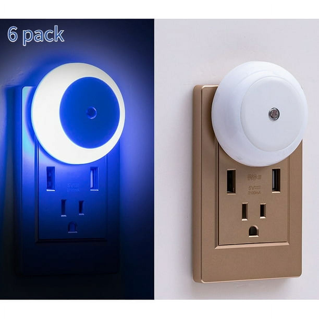 6 Pack Blue Night Light, LED Night Lights Plug into Wall with Dusk to ...