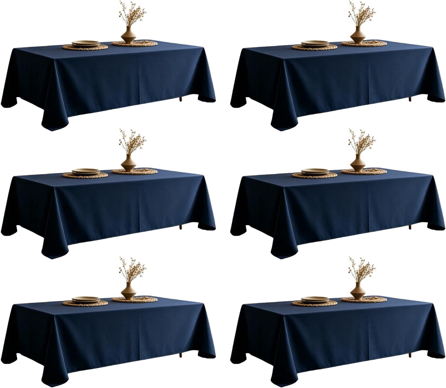 6 Pack Blue Rectangle Tablecloths 70x120 Inches, Wrinkle Resistant ...