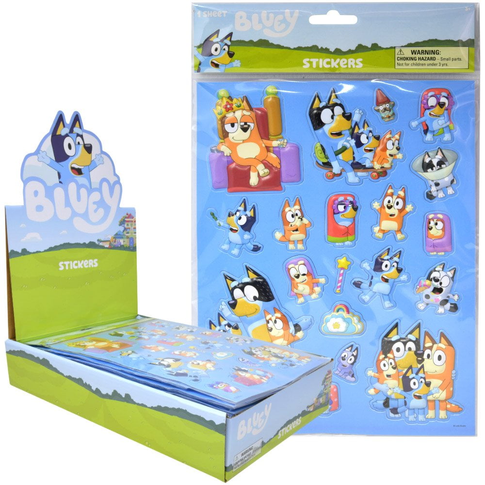 6 Pack Bluey Raised Sticker Sheet in Display - Walmart.com