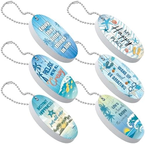 6 Pack Boat Key Floating Keychain Tropical Beach Floating Keychain Oval ...