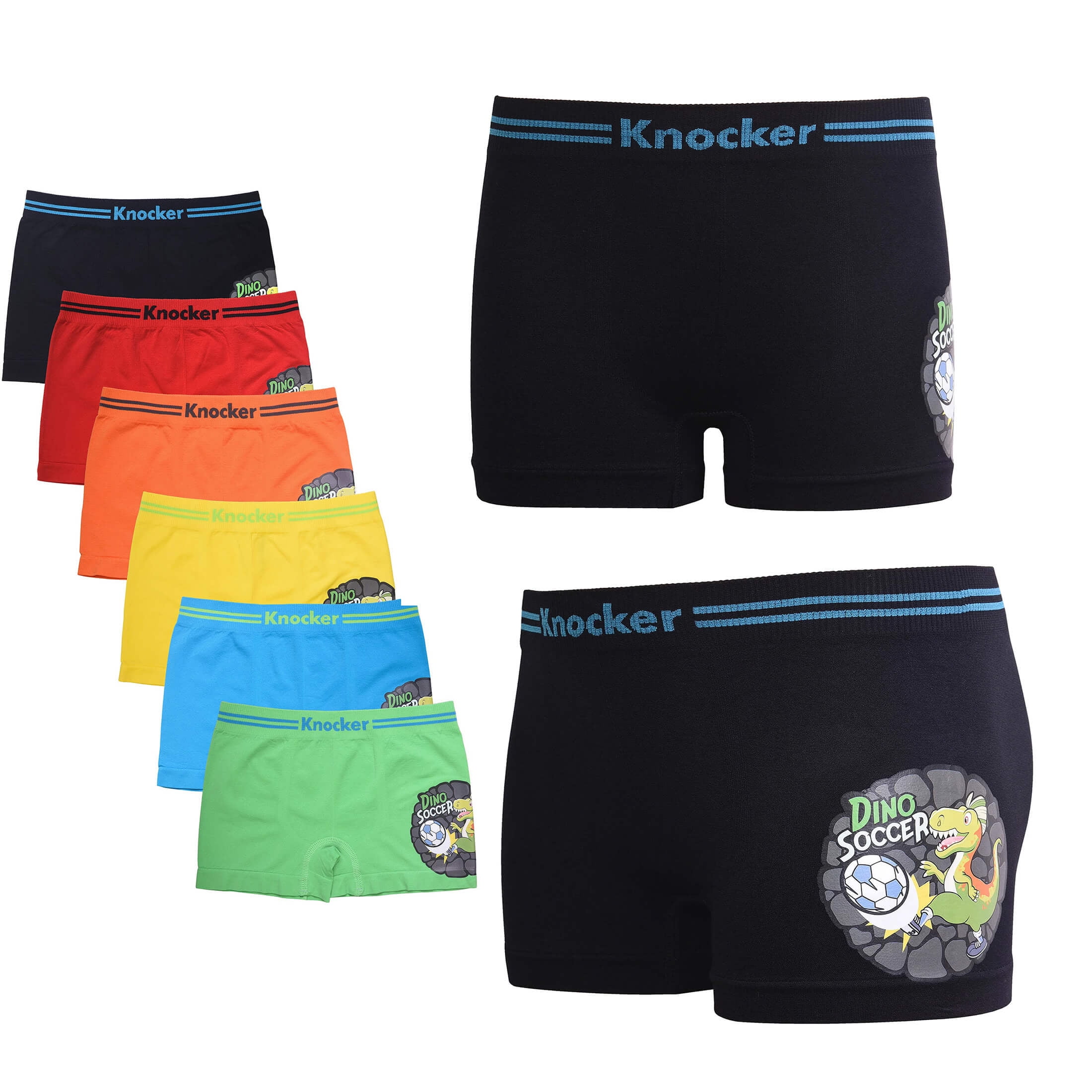 6-Pack Boy's Seamless Boxer Briefs, Dino Soccer, Multi-Colors, L ...