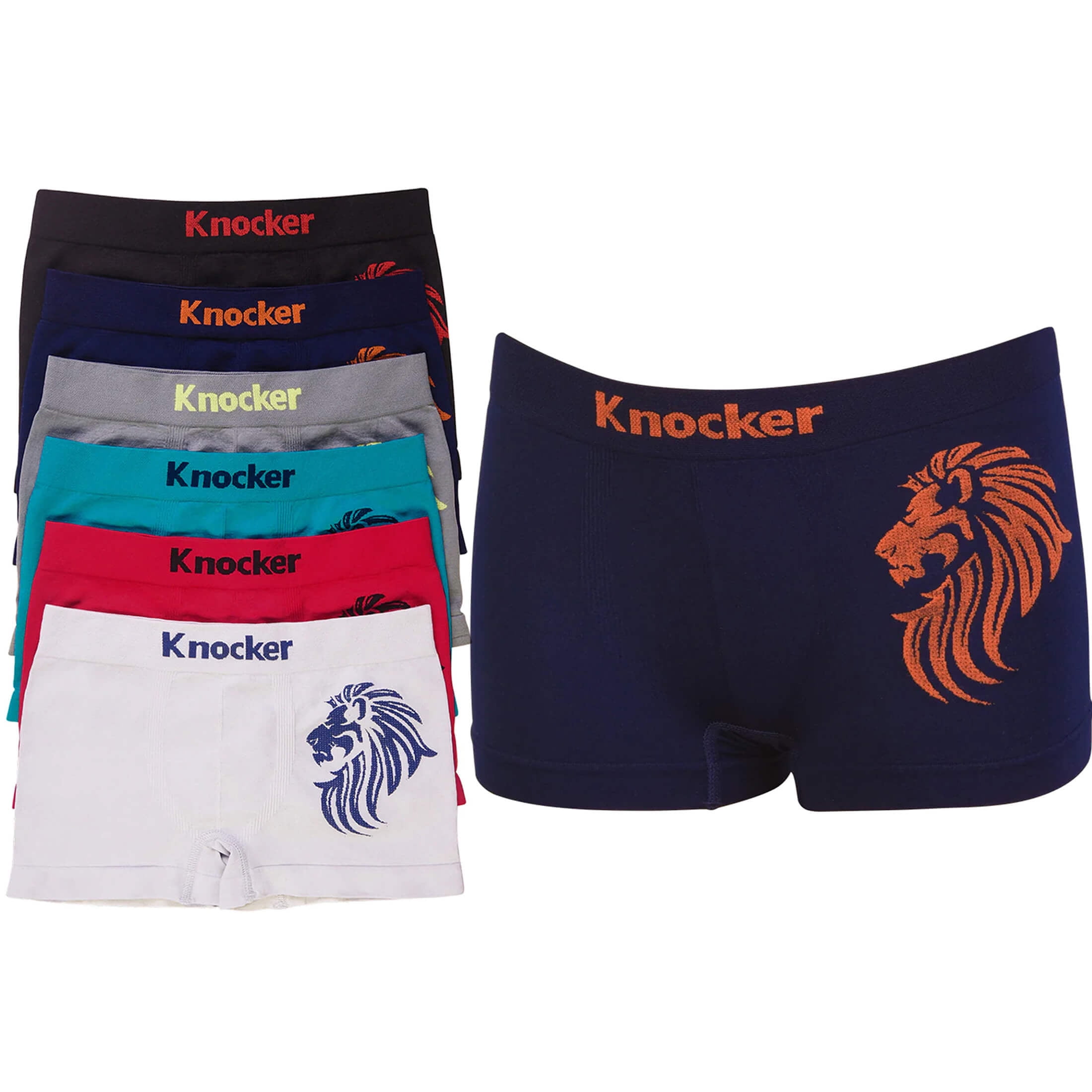 6-Pack Boy's Seamless Boxer Briefs, Majestic Lion Design, Multi-Colors ...