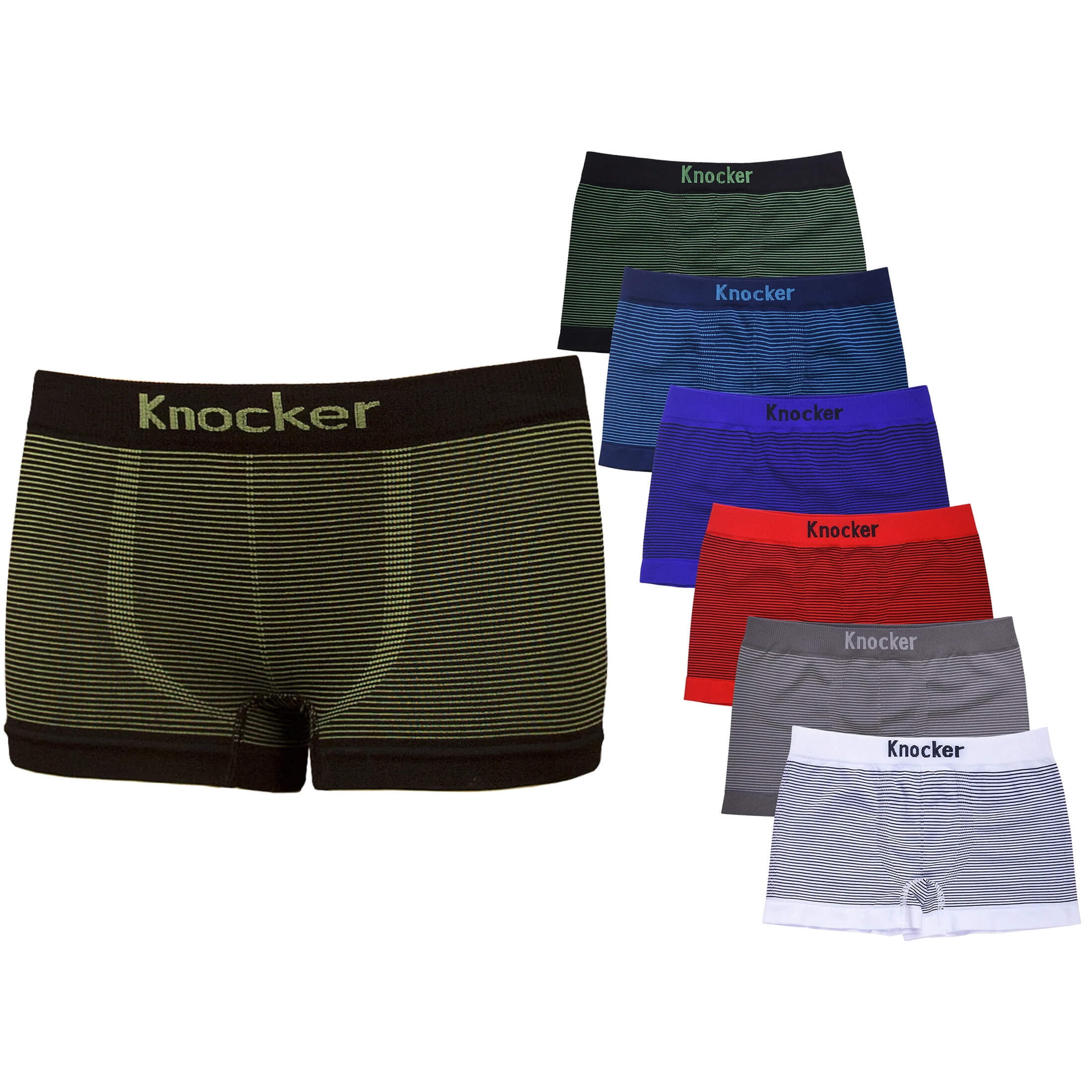 6-Pack Boy's Seamless Boxer Briefs, Thin Horizontal Line, Multi-Colors ...